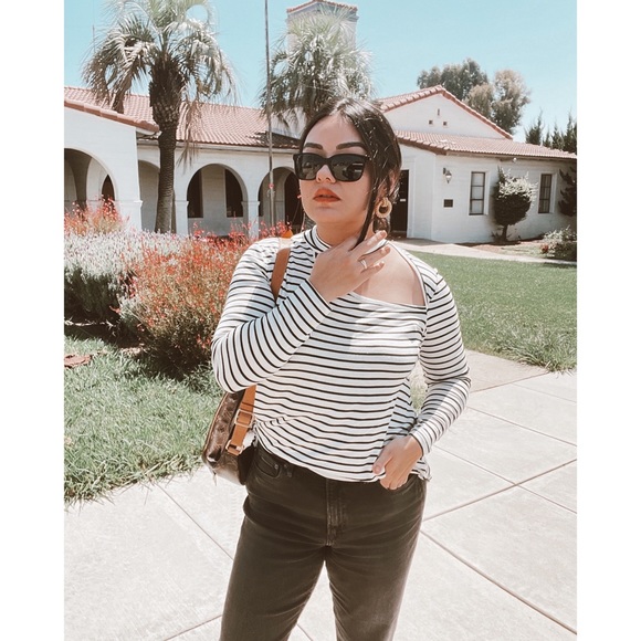 Tops | Kira Top Black White Striped | Poshmark